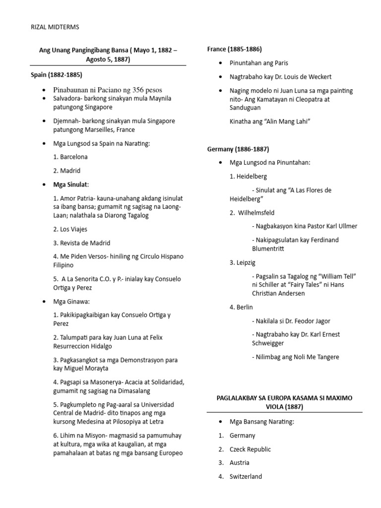 Rizal Midterms | PDF