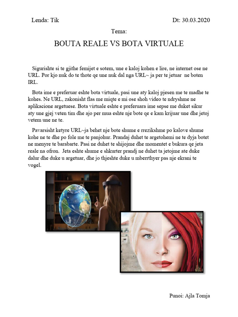 Bota Reale Vs Bota Virtuale | PDF