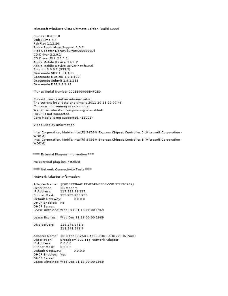 Itunes Diagnostics | PDF | I Tunes | I Pod