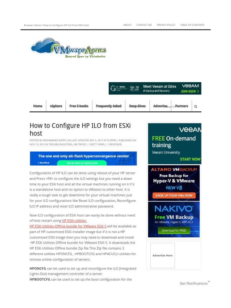 How To Configure HP ILO From ESXi Host | PDF | Computing | Software