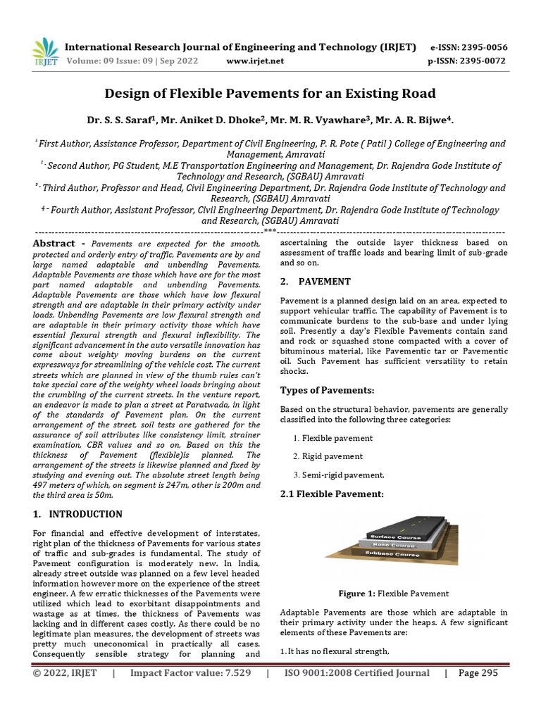 Design of Flexible Pavements For An Exis | PDF | Road Surface | Concrete