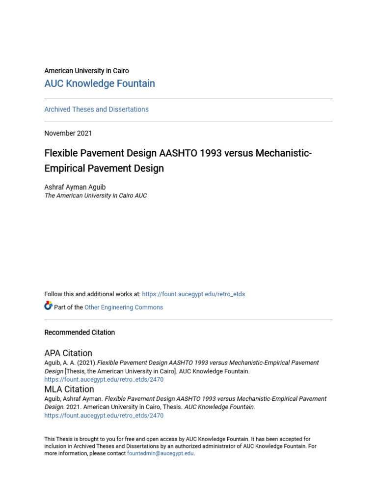 Flexible Pavement Design AASHTO 1993 Versus Mechanistic-Empirical | PDF ...