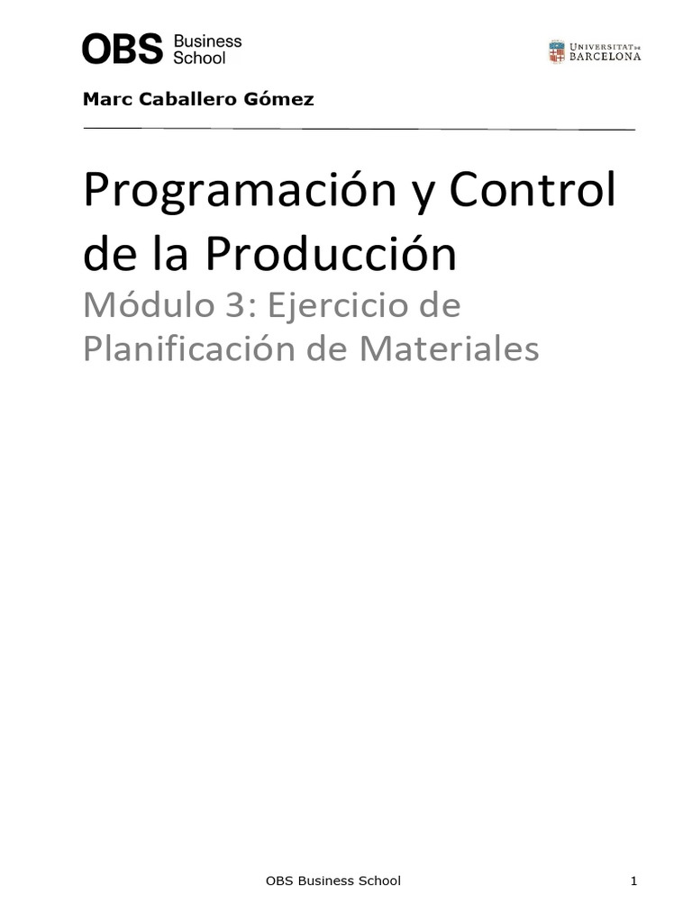 M3.E1. Ejercicio Planificación Materiales - Resolución | PDF | Diodo emisor de luz | Ligero