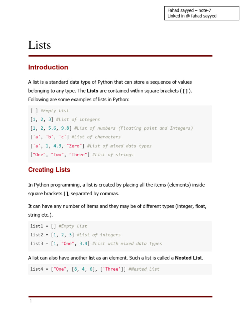 Python Lists | PDF | Data Type | Control Flow