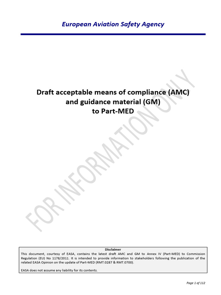 Draft AMC & GM To Draft Part-MED (For Information Only) | PDF ...