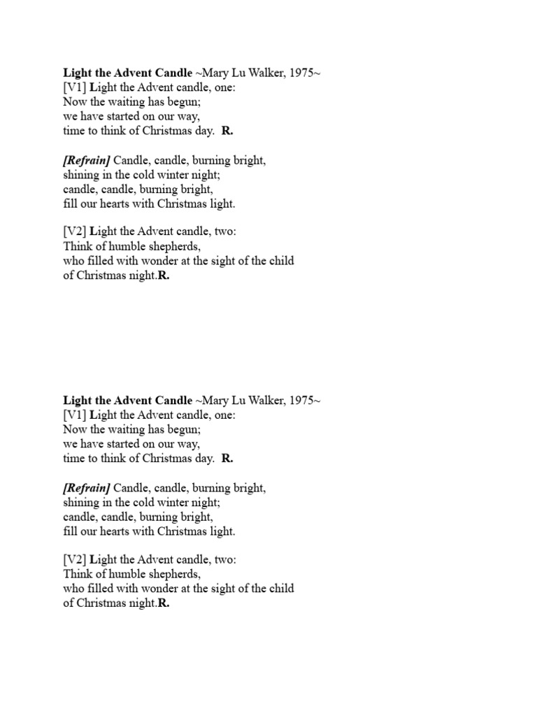 Advent Candle Hymn for Worshipers | PDF