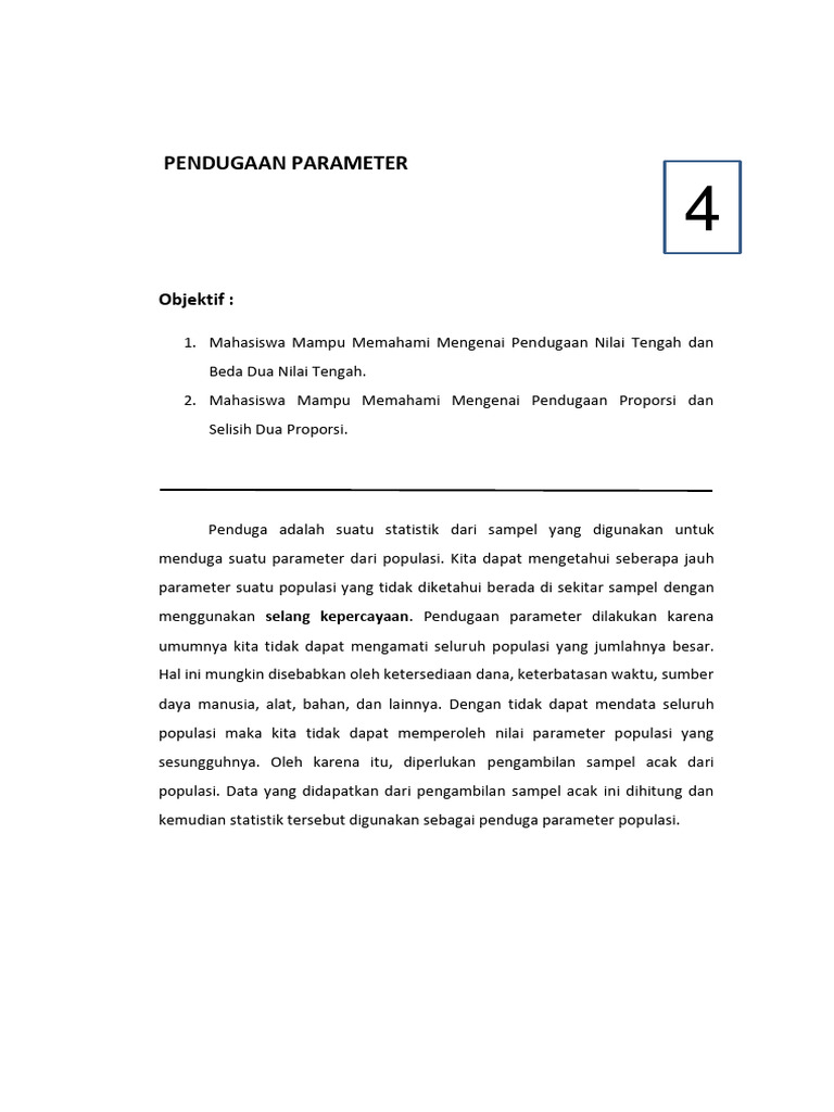 Pendugaan Parameter Statistik dan Contoh | PDF