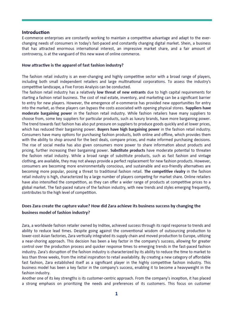 Management Information Systems Shein Case Study | PDF | Fashion | Retail