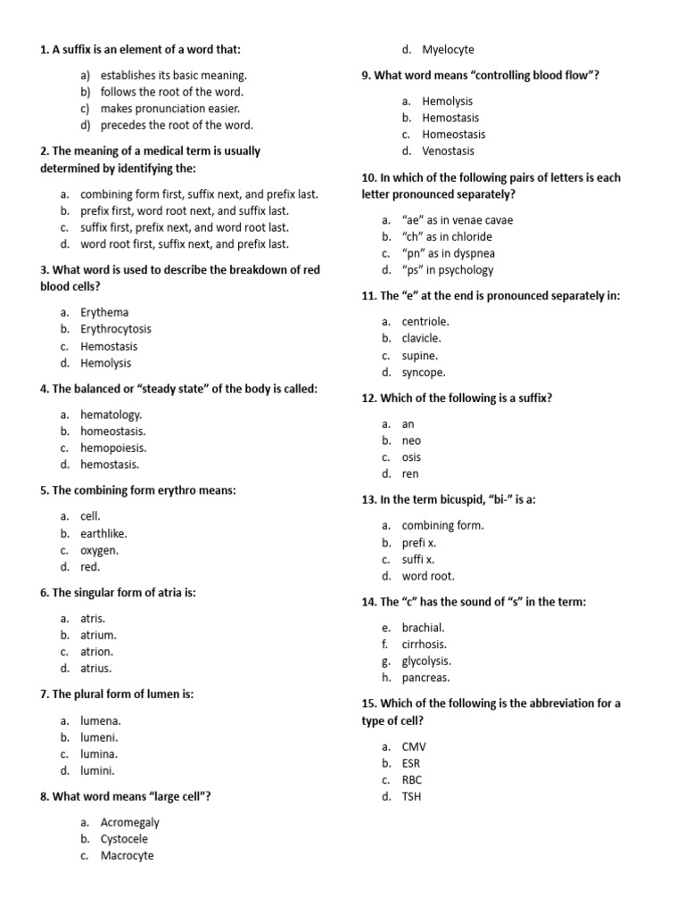 Phleb Review Questions | PDF | Anatomical Terms Of Location ...
