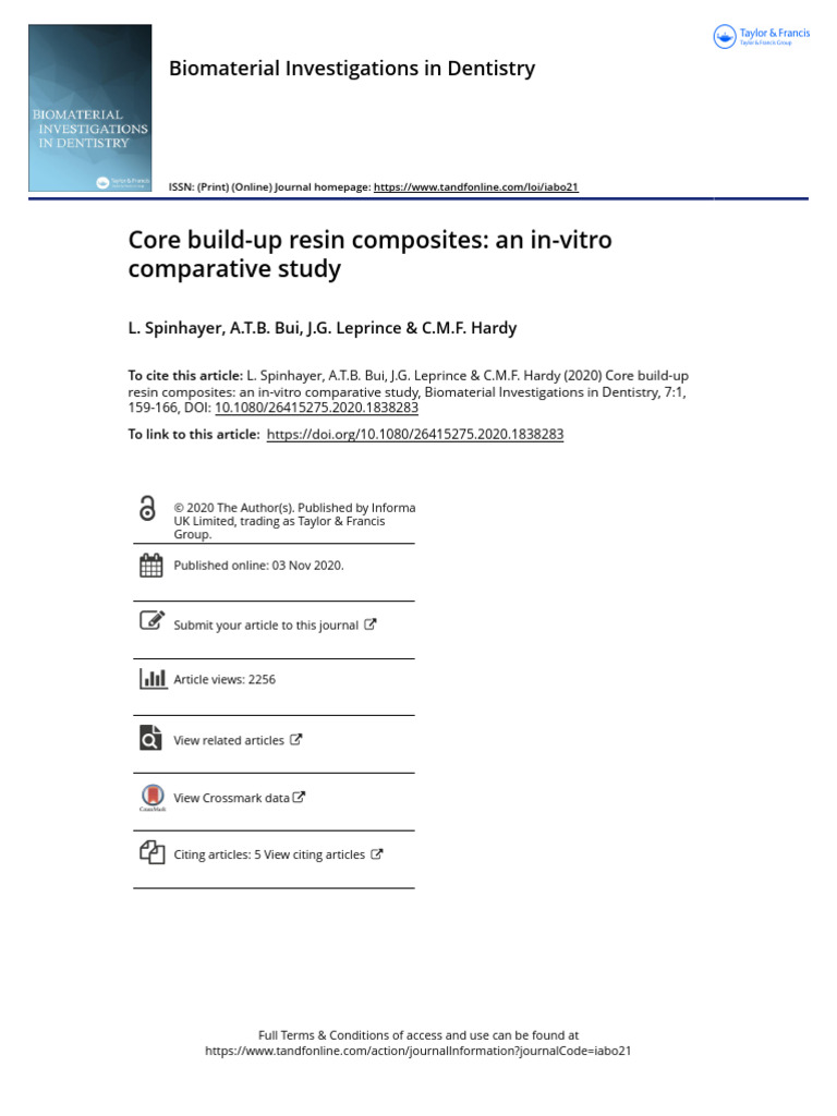 Core Build-Up Resin Composites An In-Vitro Comparative Study | PDF ...