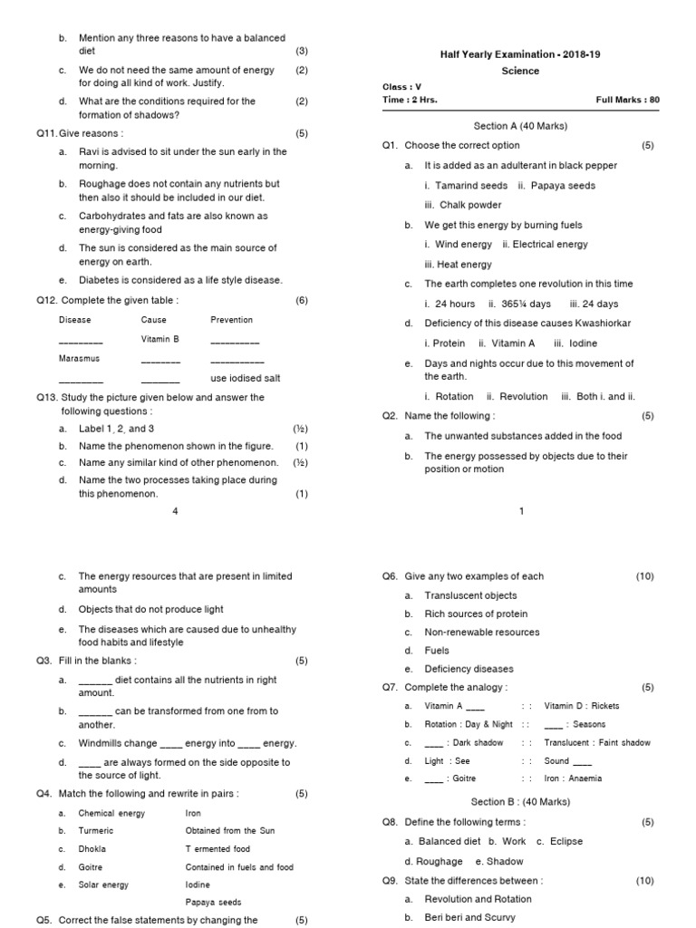 Icse Class 5 Hy Science 2019 | PDF | Vitamin | Diet (Nutrition)