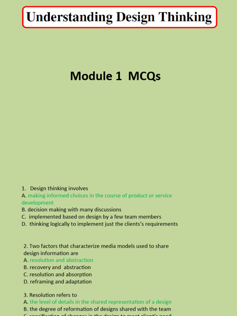 Module 1 MCQs | PDF | Design | Abstraction