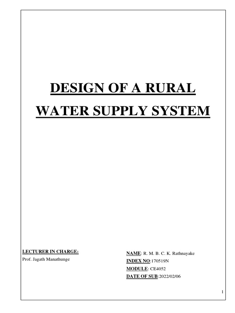 170519n Assignment 03 Design Of Rural Water Supply System Pdf