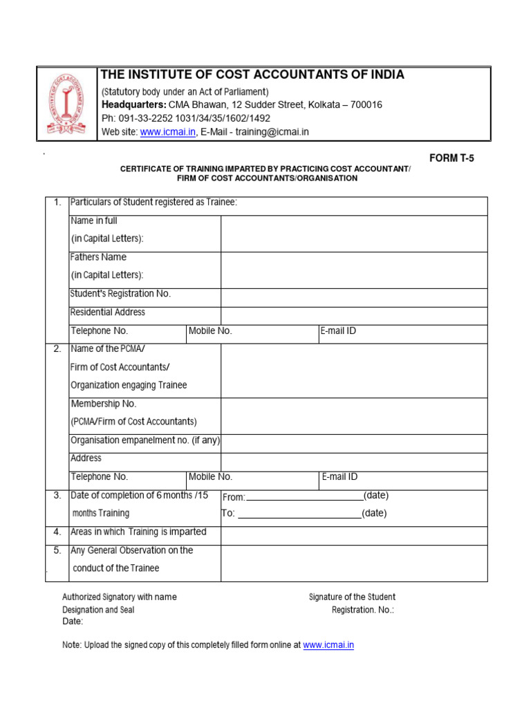 FORM T5 Revised 15 New | PDF