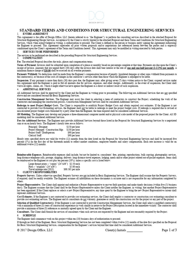 S000 Proposal - TermsandConditions - DO - Structural Engineering | PDF ...