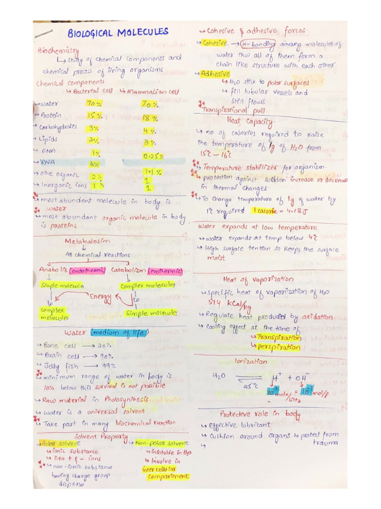 Biological Molecules Pdf