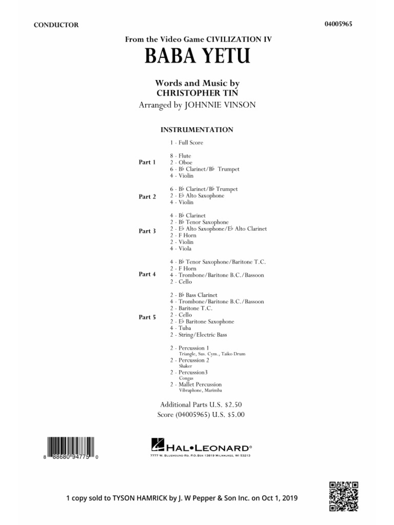 Baba Yetu Flex Band EPRINT-Conductor Score Full Score | PDF