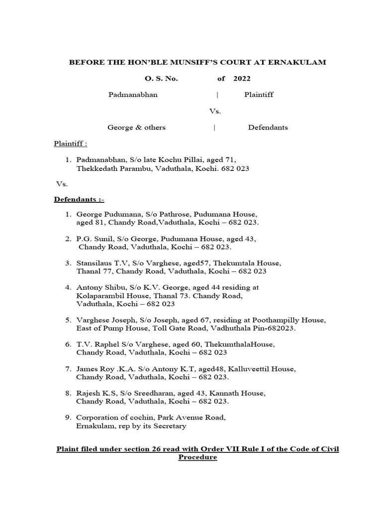 Suit Padmanabhan-Injunction | PDF | Lawsuit | Legal Concepts