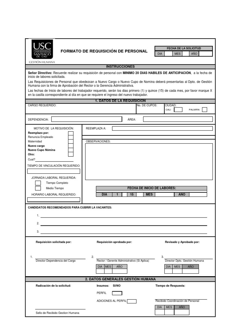 Formato Requisicion de Personal