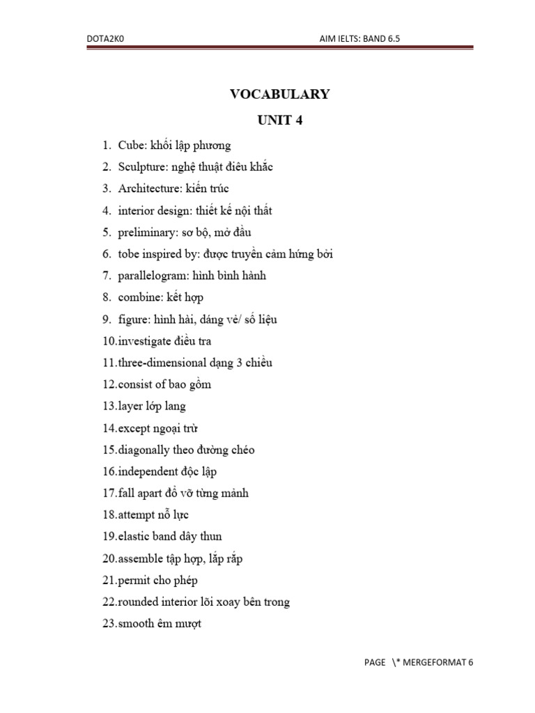 Vocabulary Ielts Unit 4 P2 | PDF