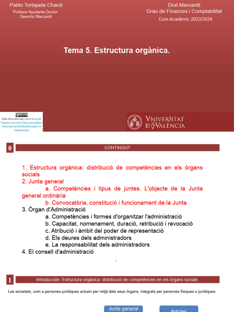 Tema 5. Estructura Orgànica 2023 - 2024 VLC 5.1 I 5.2 | PDF