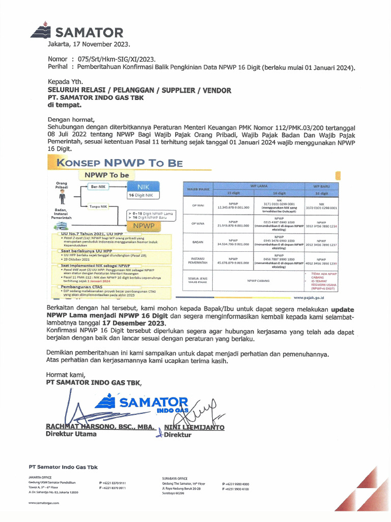 Pengkinian Data NPWP - SIG | PDF