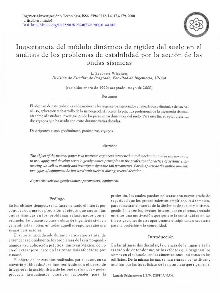 Módulo Dinámico de Rigidez en Sismos | PDF | Temblores | Fundación profunda