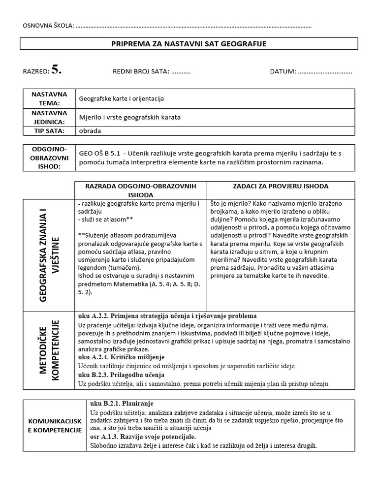8 - Mjerilo I Vrste Geografskih Karata | PDF
