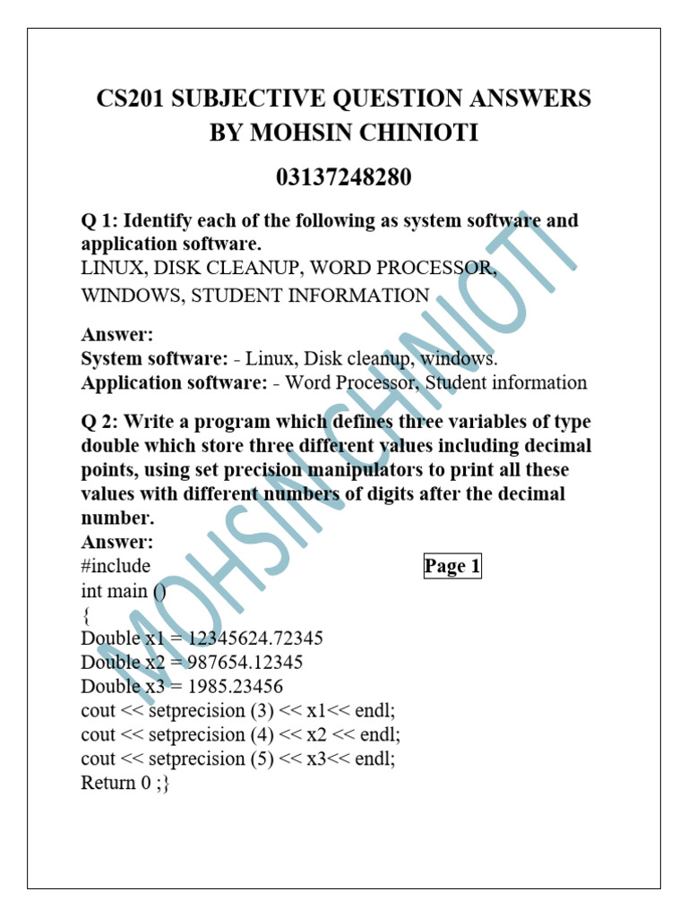 Cs201 Final Notce by Mohsin Raza (1) - 1 | PDF | Pointer (Computer ... Cs201 Final Notce by Mohsin Raza (1) - 1 | PDF | Pointer (Computer ...