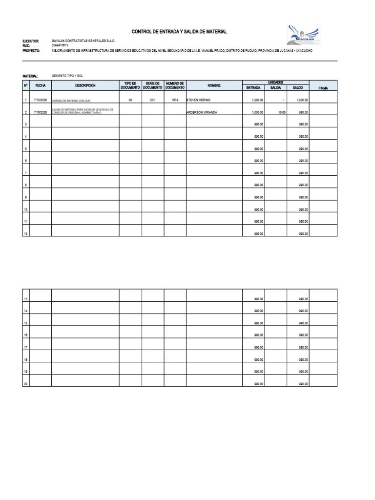 Formatos de Almacen | PDF
