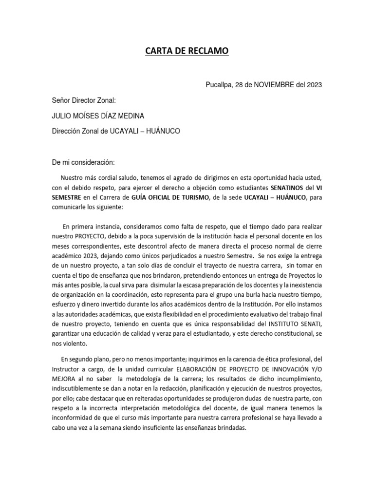 Carta de Reclamo SNT PCL | PDF