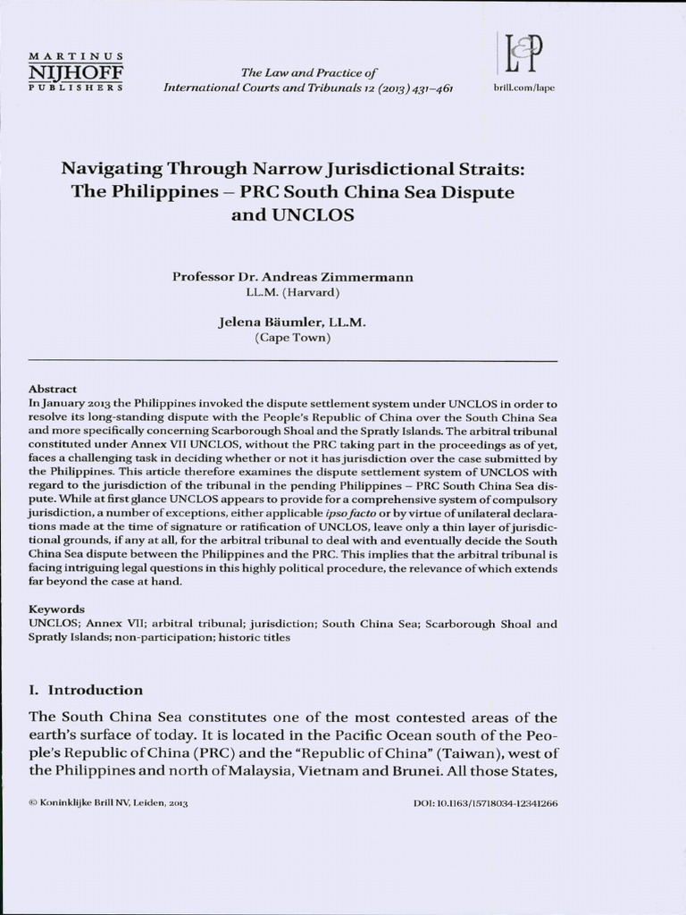 UNCLOS and the Philippines-PRC Dispute | PDF | Treaty | United Nations ...