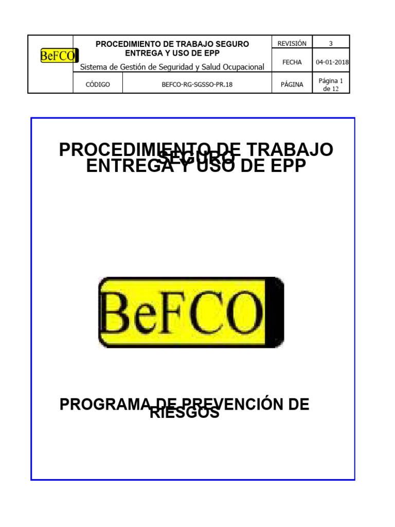 PR.18. - Pro Entrega y Uso Epp | Descargar gratis PDF | Seguridad y ...