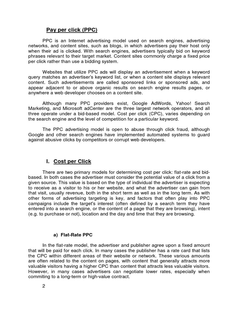 Pay Per Click (PPC) : A) Flat-Rate PPC | PDF | Web Software | Computing