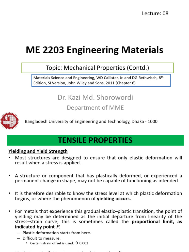 ME 2203 Engineering Materials: Dr. Kazi Md. Shorowordi | Download Free PDF | Deformation ...