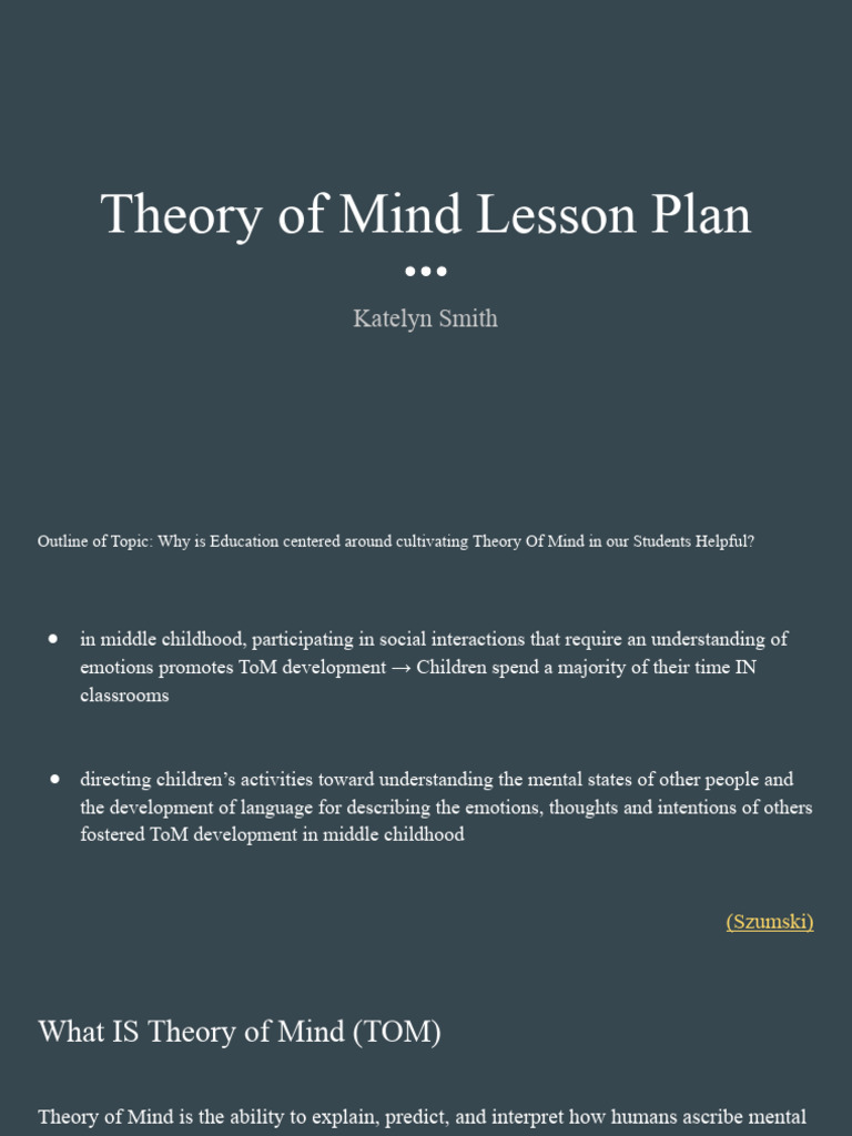 Theory of Mind Lesson Plan Guide | PDF | Classroom | Theory Of Mind