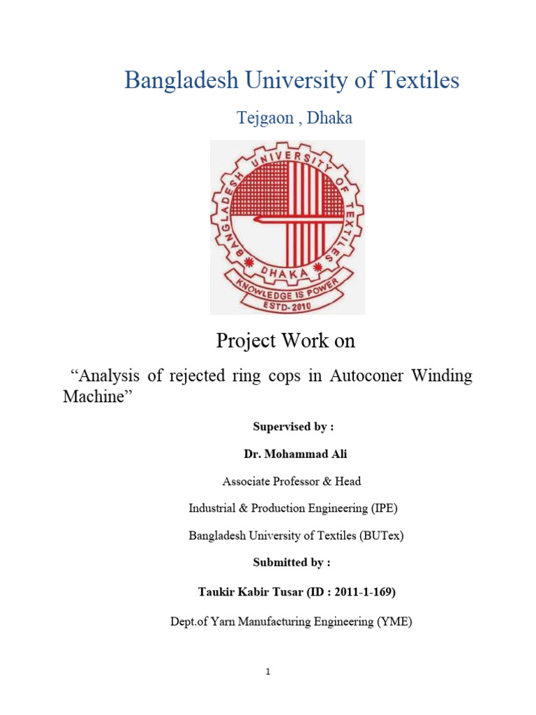 Analysis of Rejected Ring Cops | PDF | Yarn | Spinning (Textiles)