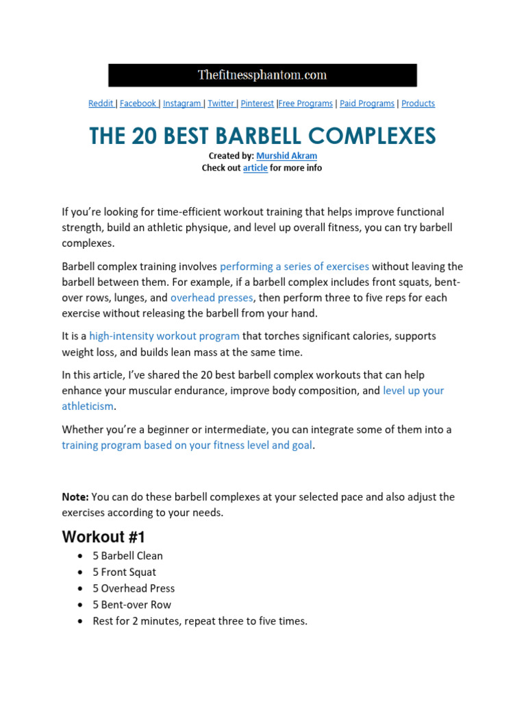 Barbell Complex Workout | PDF | Physical Fitness | Weight