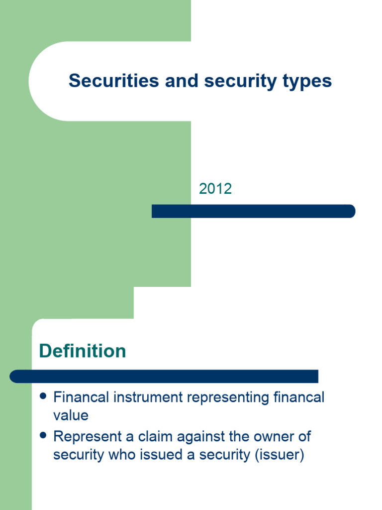 Securities and Security Types | PDF