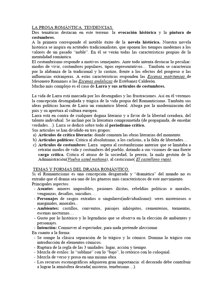 Prosa y Drama Romántico | PDF | Romanticismo