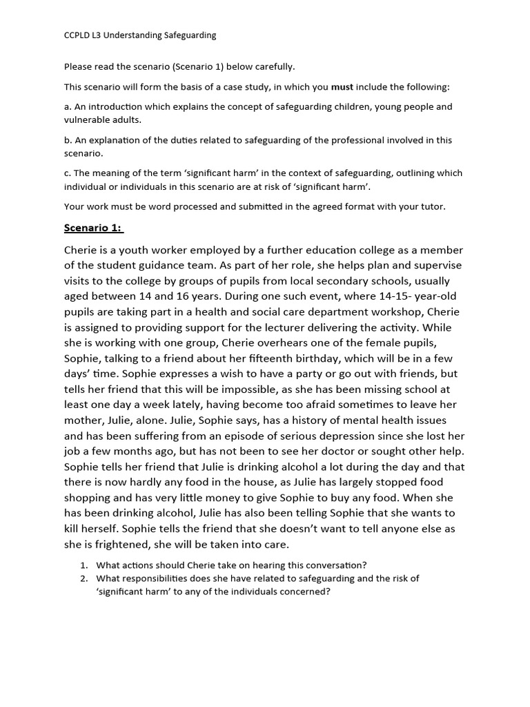Safeguarding Task 2 Scenario 1 Case Study | PDF