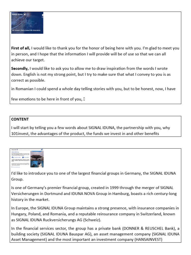 Overview of SIGNAL IDUNA and 101INVEST | PDF | Euro | Insurance