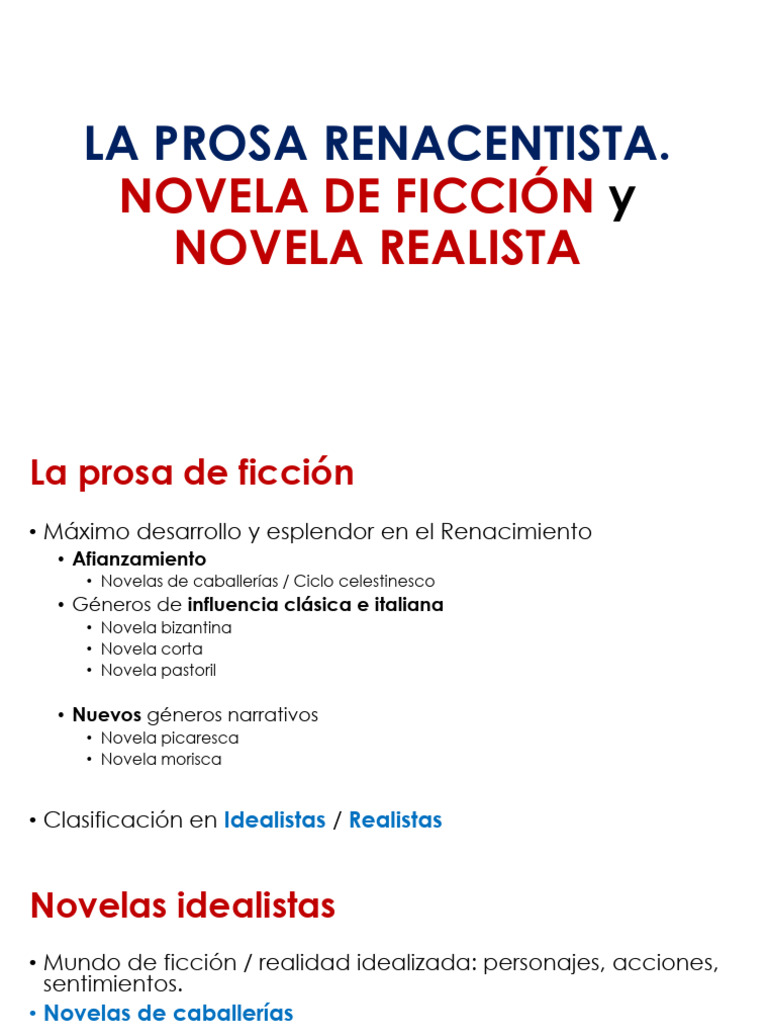 Prosa Renacentista: Novelas y Picaresca | PDF | Novelas | Miguel De ...