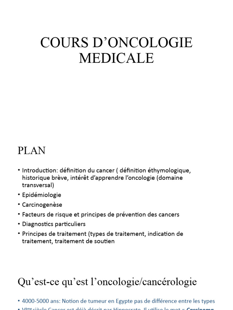 Cours D'oncologie Medicale | PDF | Oncologie | Cancer