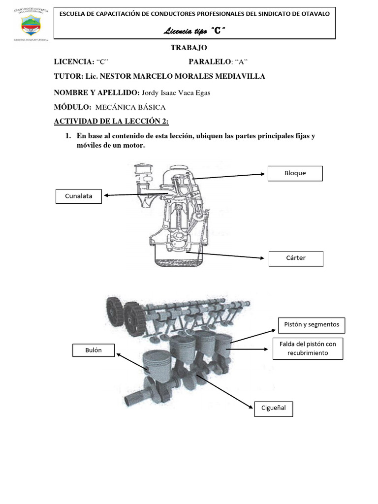 LECCIÓN 2-MECÁNICA BÁSICA | PDF | Motor diesel | Pistón