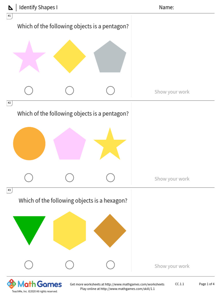 1 1 Identify Shapes I | PDF | Elementary Mathematics | Euclid