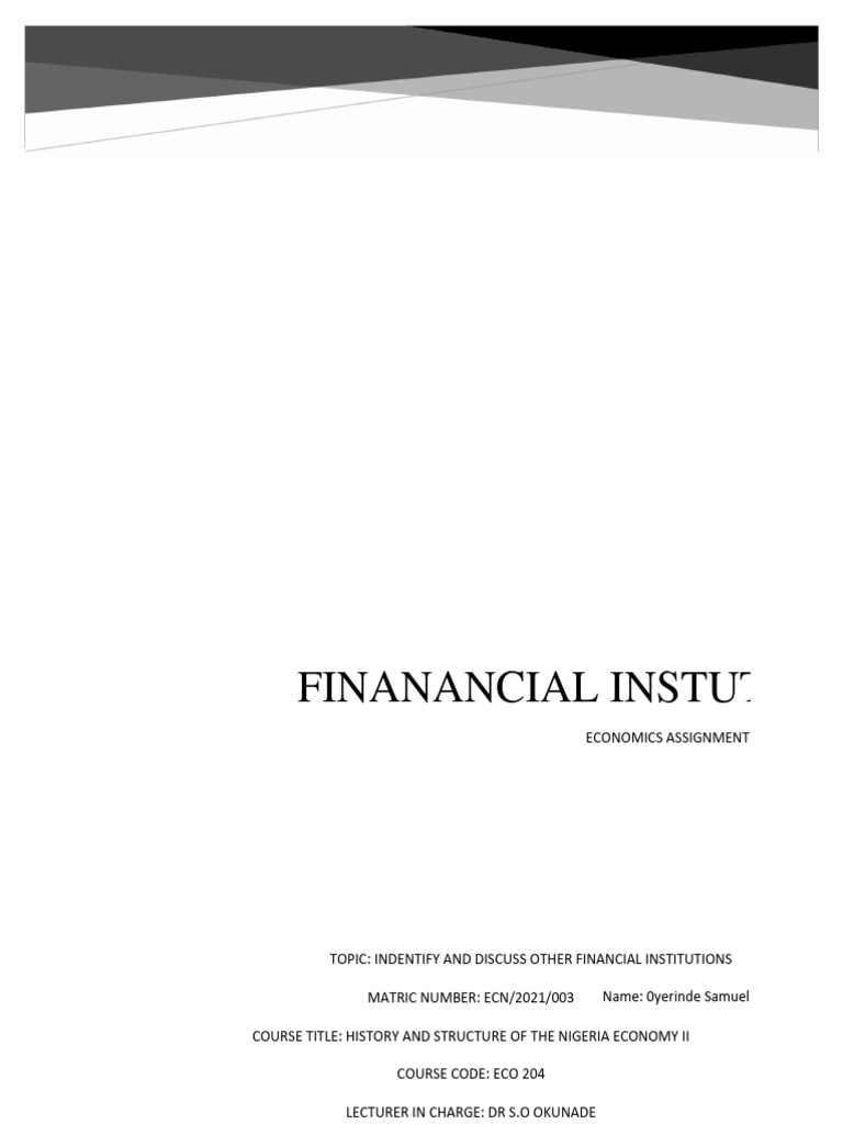 Indentify and Dicuss Other Financial Institution. | PDF | Insurance ...
