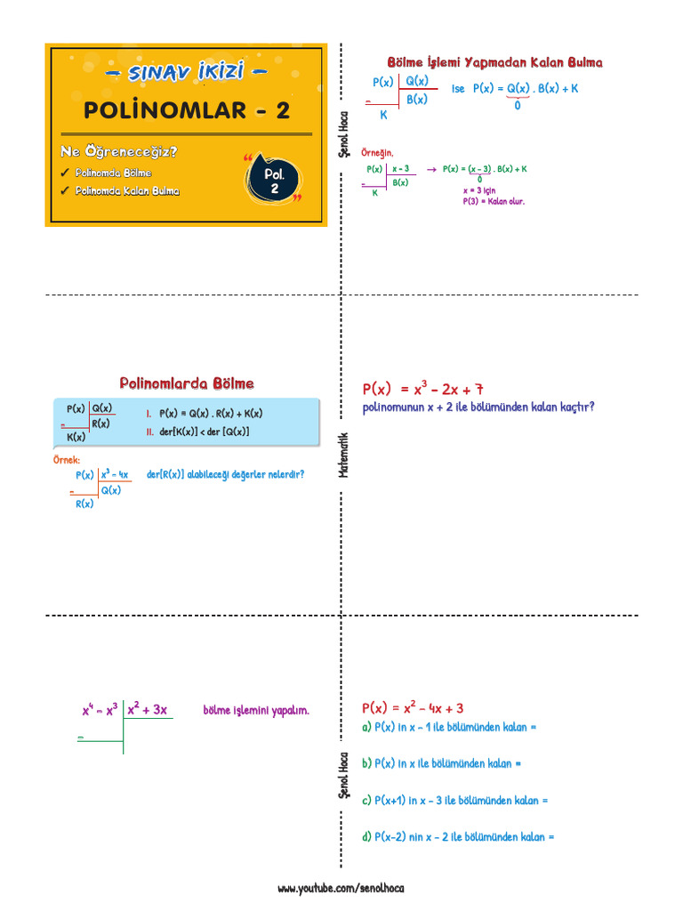 Poli̇nomlar 2 A4 | PDF