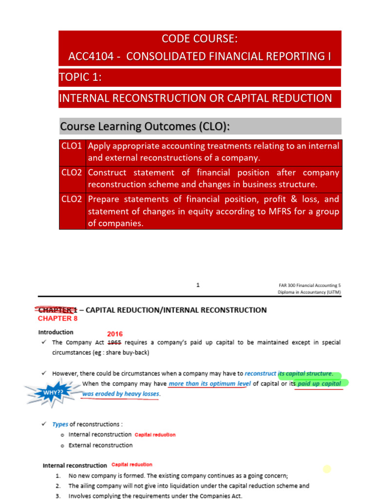 Capital Reduction Merged | PDF | Dividend | Balance Sheet