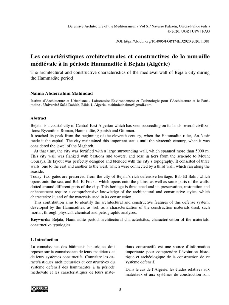 Abderrahim - Les Caractéristiques Architecturales Et Constructives de La Muraille Médievale À La ...